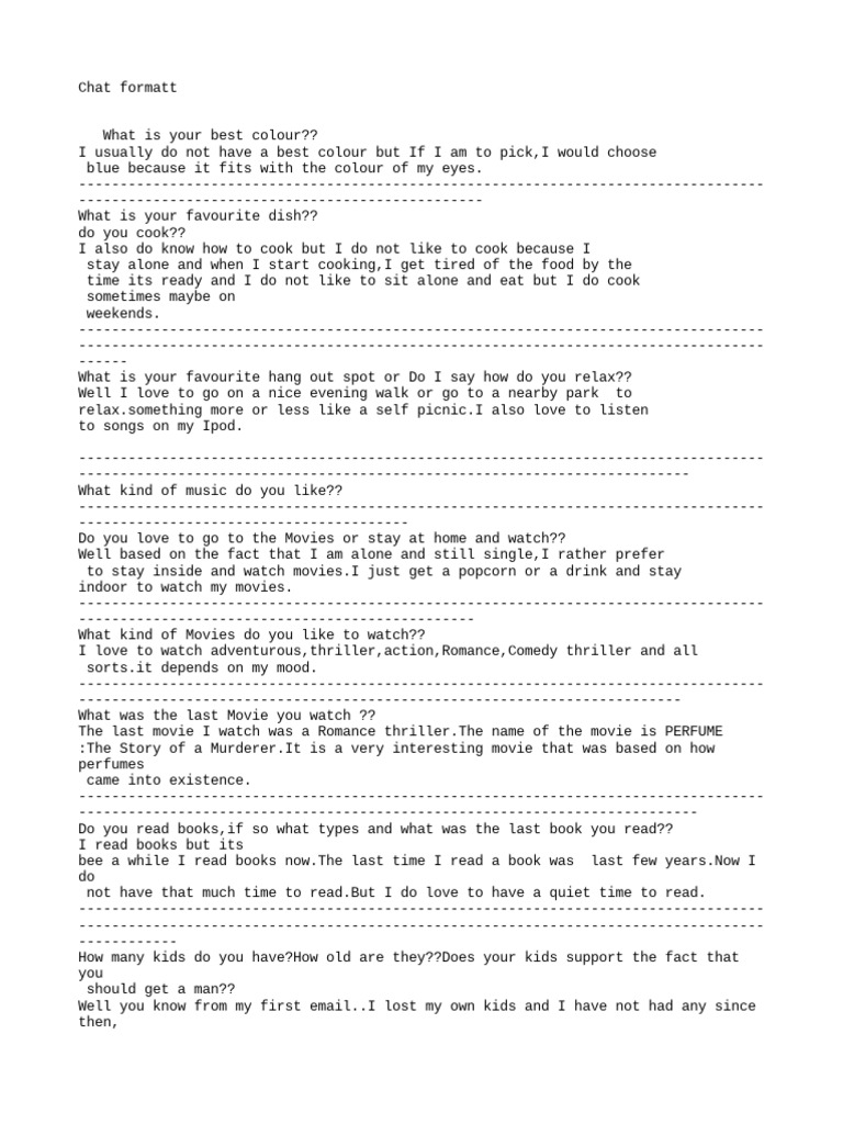 Chatting Format 1 | PDF | Love
