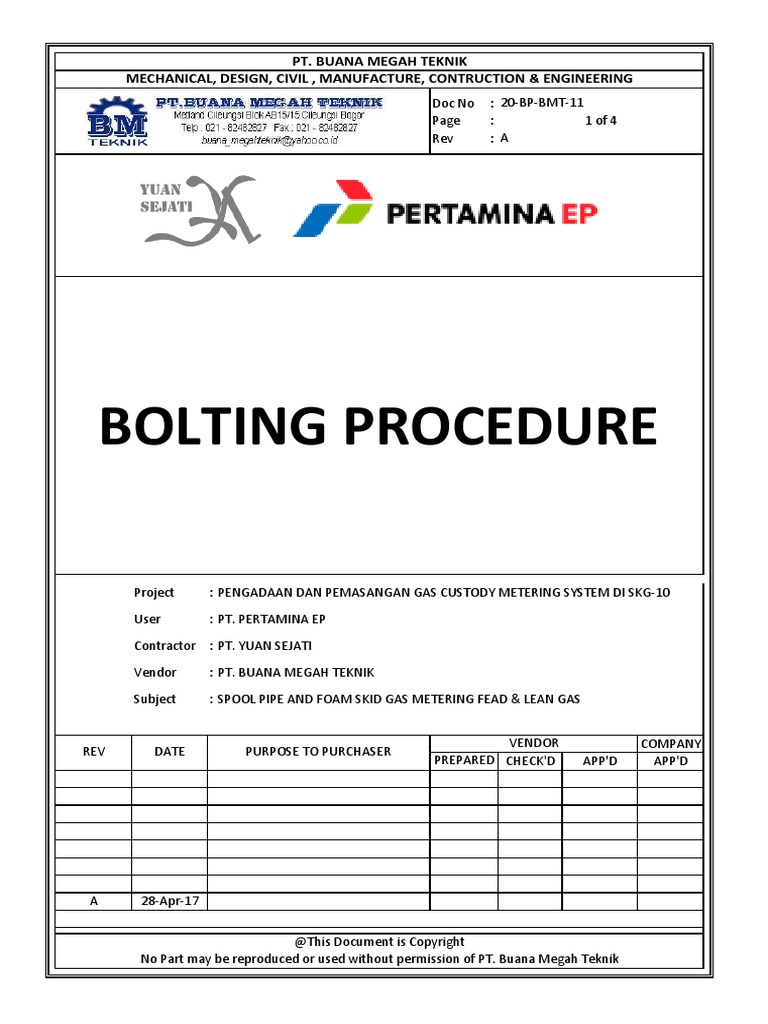 Bolting Procedure | PDF
