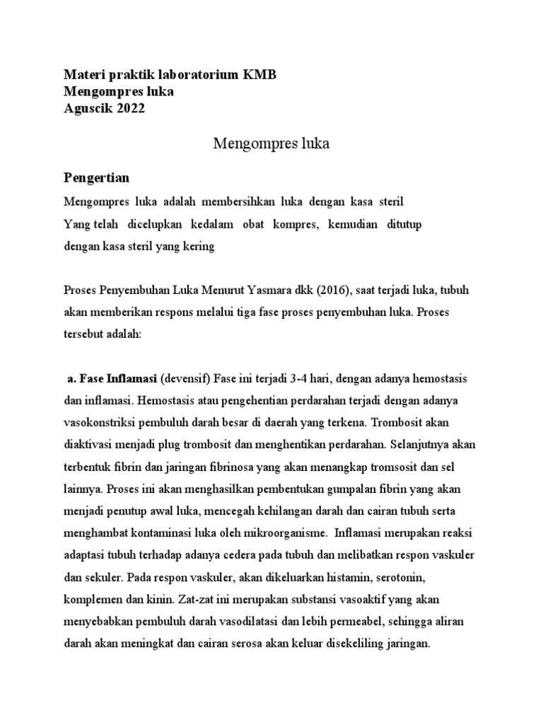 Proses Mengompres Luka secara Tepat | PDF