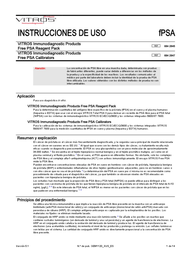 Psa Libre | PDF | Antígeno específico de la próstata | Calibración
