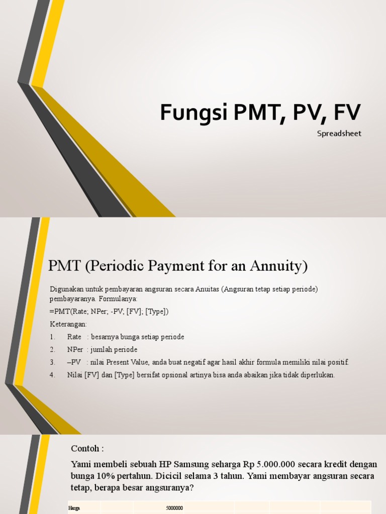 Fungsi PMT, PV, FV | PDF