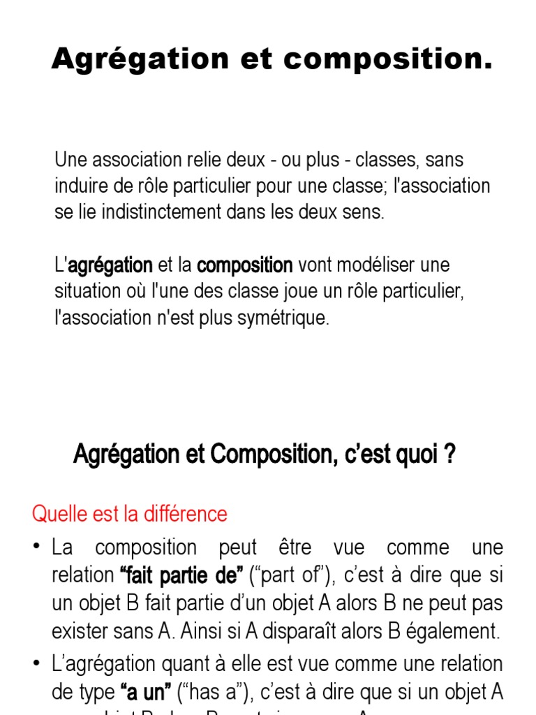 Agrégation et Composition en UML | PDF