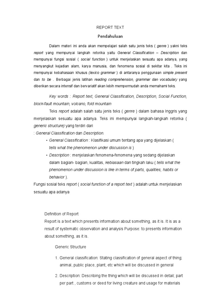 MateriBahasa Inggris Kls X Report Text | PDF