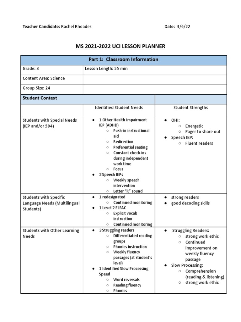 3rd Grade Science Lesson | PDF