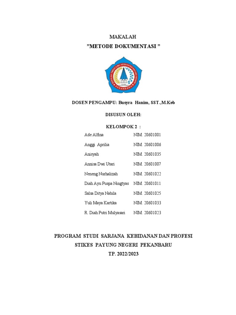 Makalah Kel.2 - Metode Dokumentasi 2 | PDF