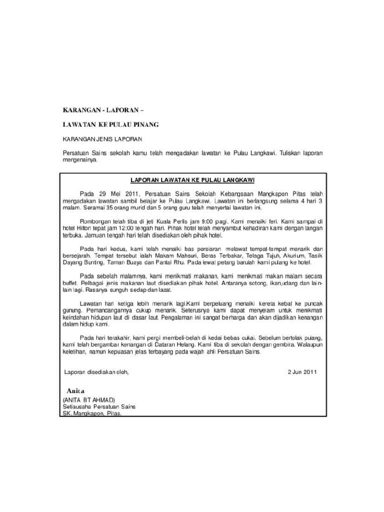 Karangan Laporan Tingkatan 3 | PDF