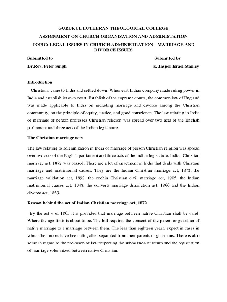 Legal Aspects of Christian Marriage | PDF | Marriage | Divorce