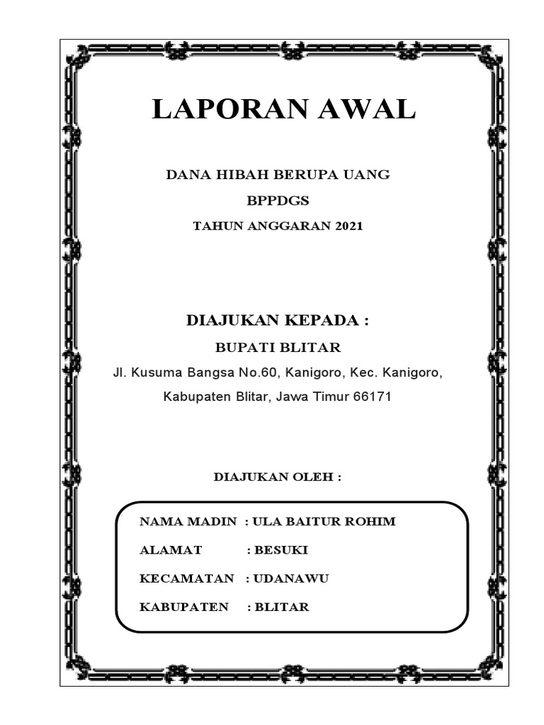 Contoh Laporan Awal Bosda 2021 | PDF
