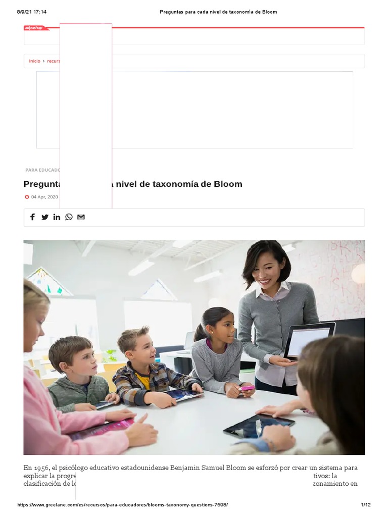 Preguntas según la Taxonomía de Bloom | PDF | Evaluación | Psicología ...