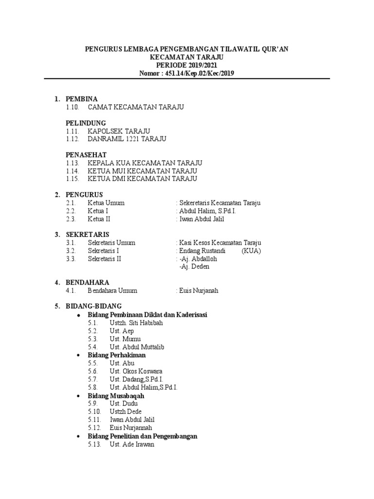 Pengurus LPTQ | PDF