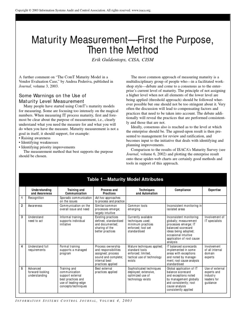 Maturity Measurement Article | PDF