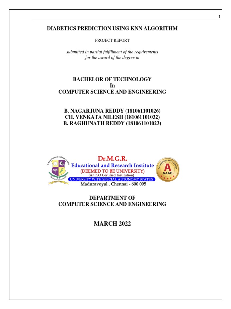 Diabetics Prediction Using KNN Algorithm | PDF | Unified Modeling ...
