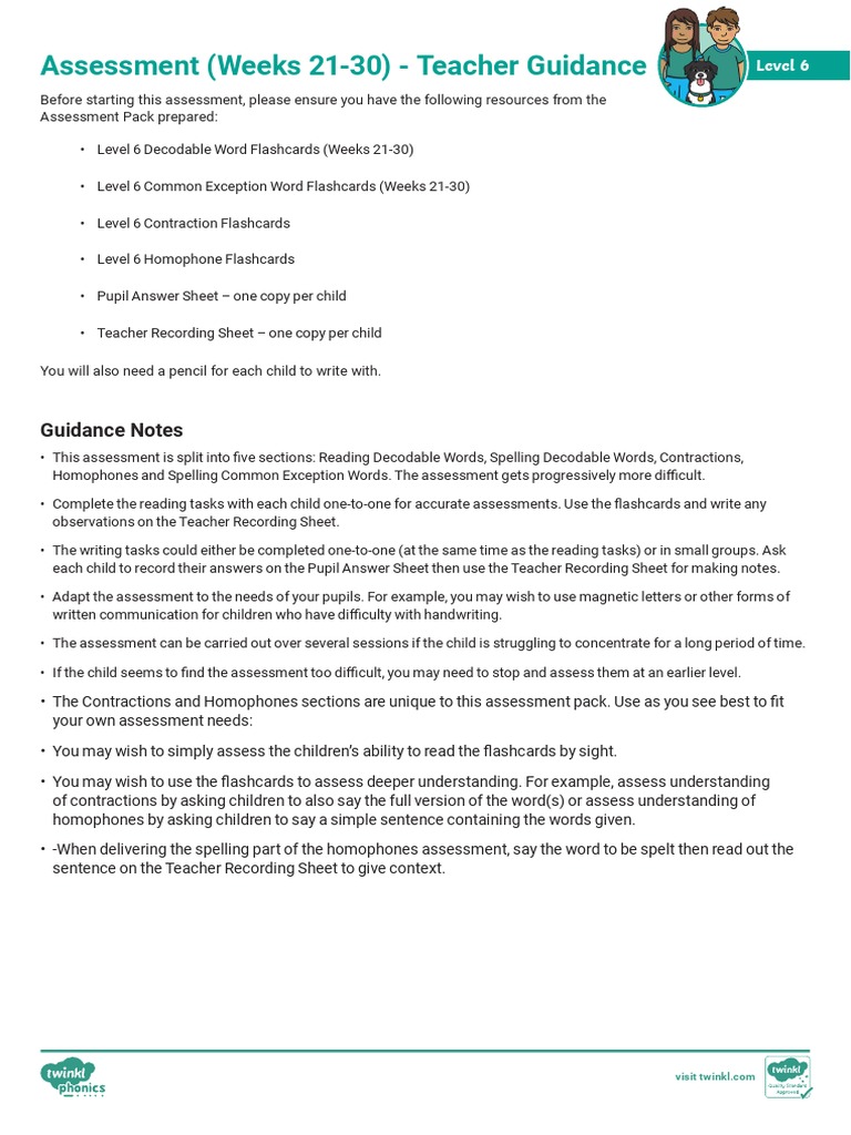 Level 6 Assessment Teacher Guidance | PDF | Human Communication | Learning