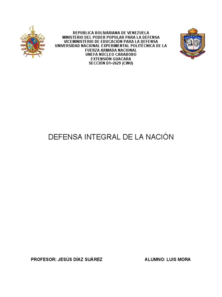 Defensa Integral de la Nación en Venezuela | PDF | Estado (política ...