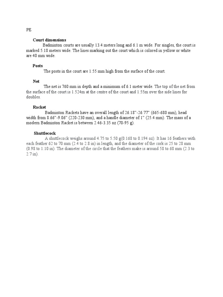 The Top of The Net From The Surface of The Court Is 1.524m at The ...