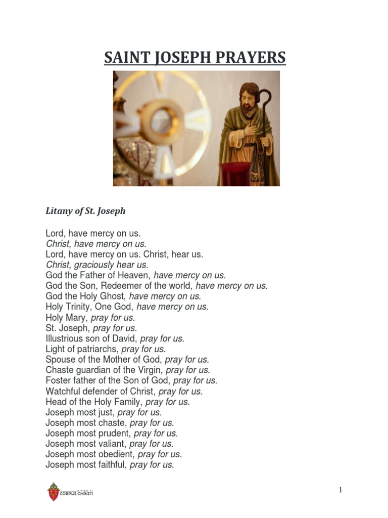 Saint Joseph Prayers: Litany of St. Joseph | PDF | Saint Joseph | Mary ...