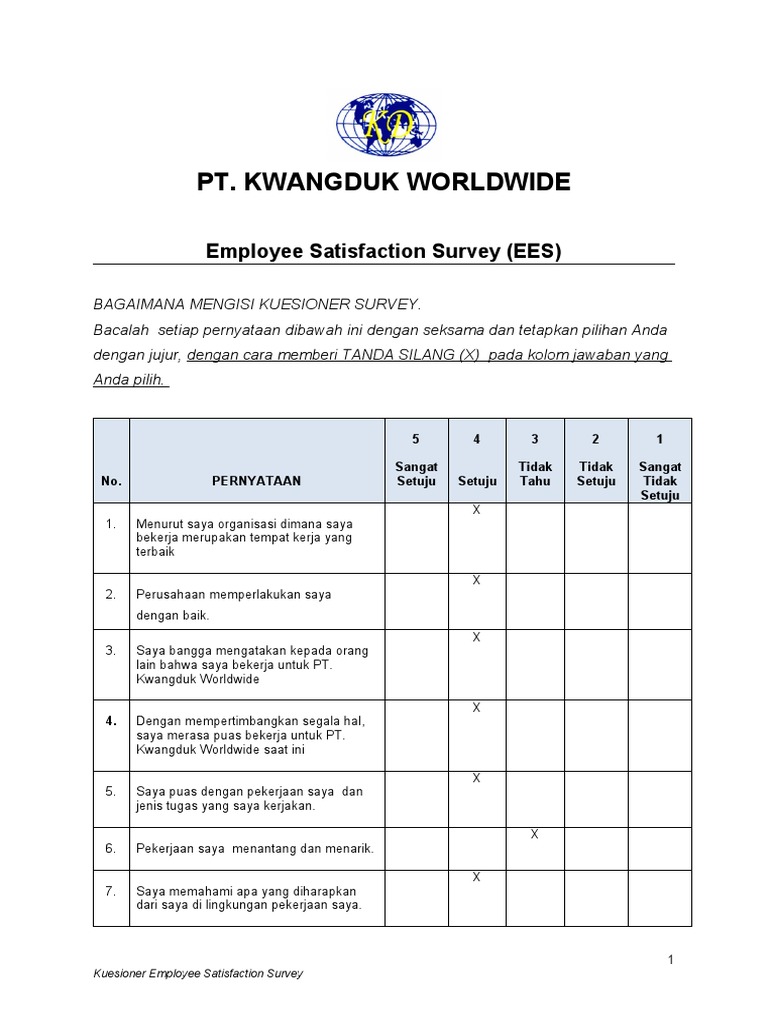 4.1 Kuesioner - Employee Satisfaction Survey | PDF | Karier & Perkembangan | Bisnis
