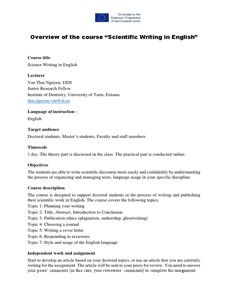 Scientific Writing Course Overview | PDF