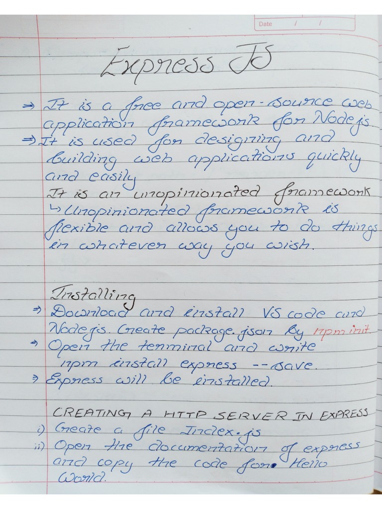 Express JS Handwritten Notes | PDF
