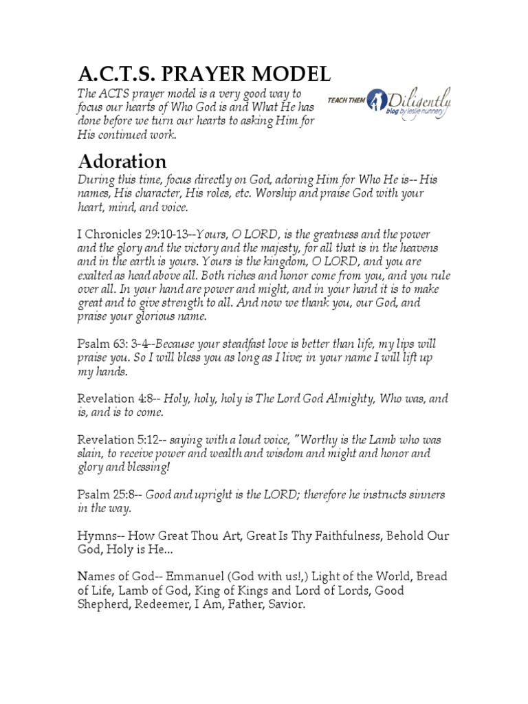 Acts Prayer Guide 1 | PDF | Confession (Religion) | Prayer