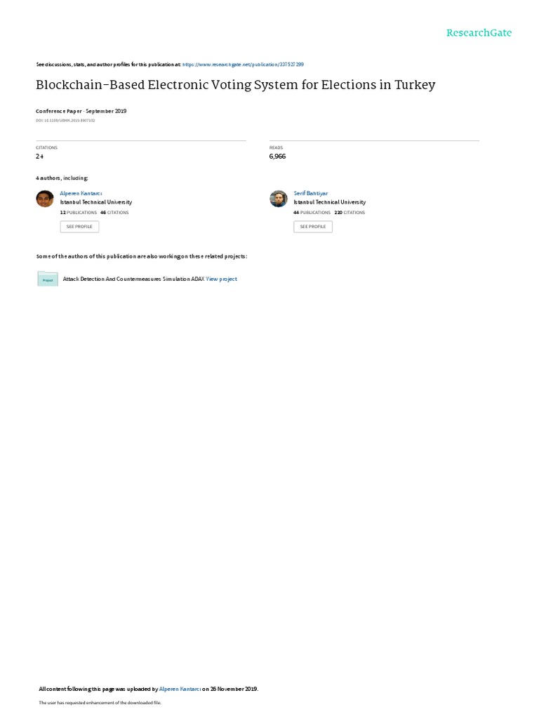Blockchain-Based Electronic Voting System For Elections in Turkey | PDF ...