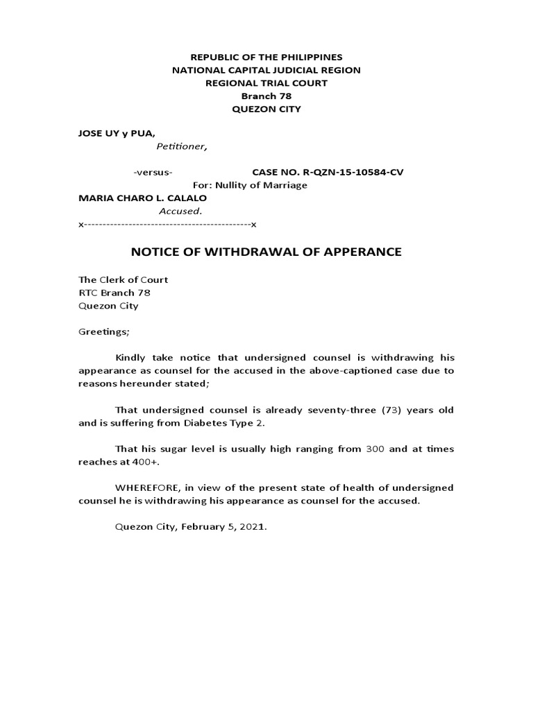 Notice of Withdrawal as Counsel | PDF