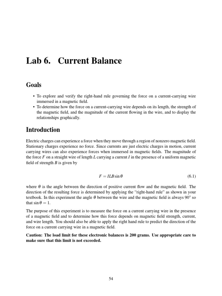 Current Balance Experiment Overview | PDF | Teaching Methods ...