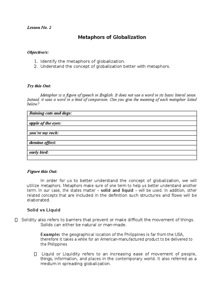 Metaphor of Globalization | PDF