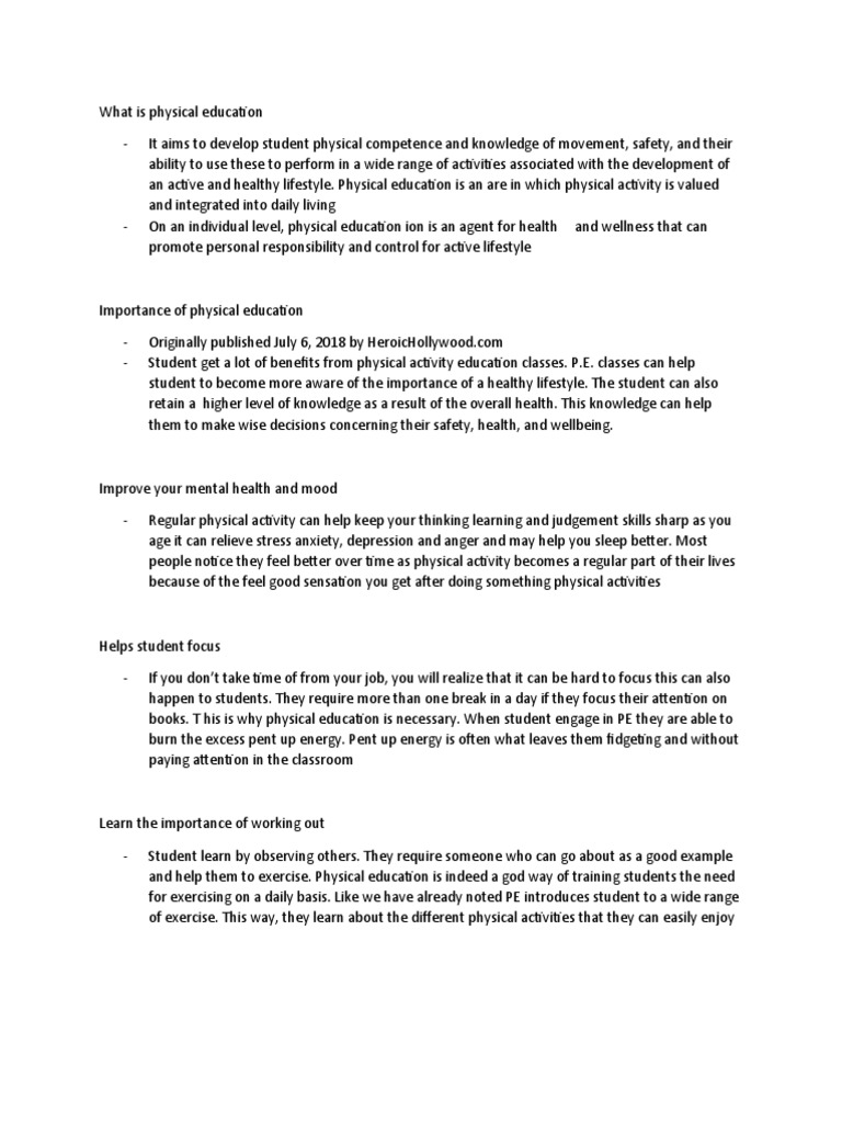 What Is Physical Education | Download Free PDF | Physical Education ...