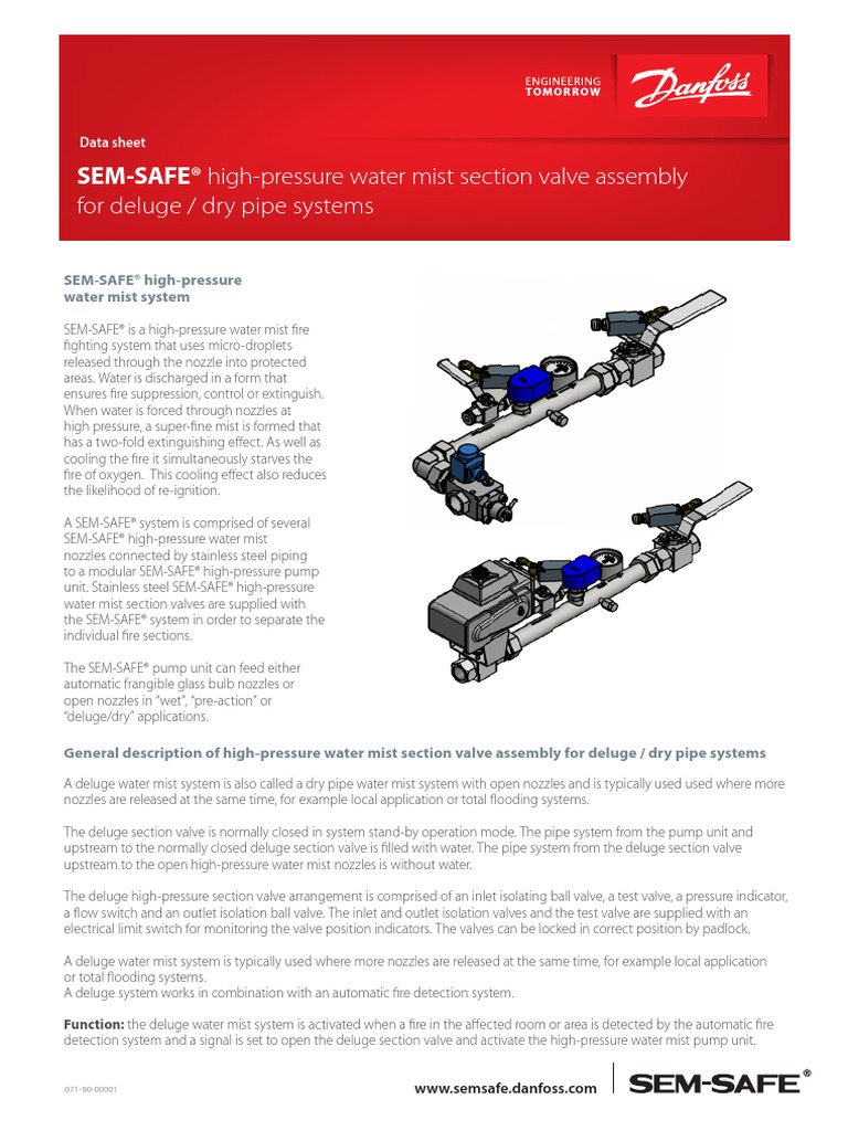 Danfoss Sem Safe Section Valve Deluge Pipe System | PDF | Valve | Pump