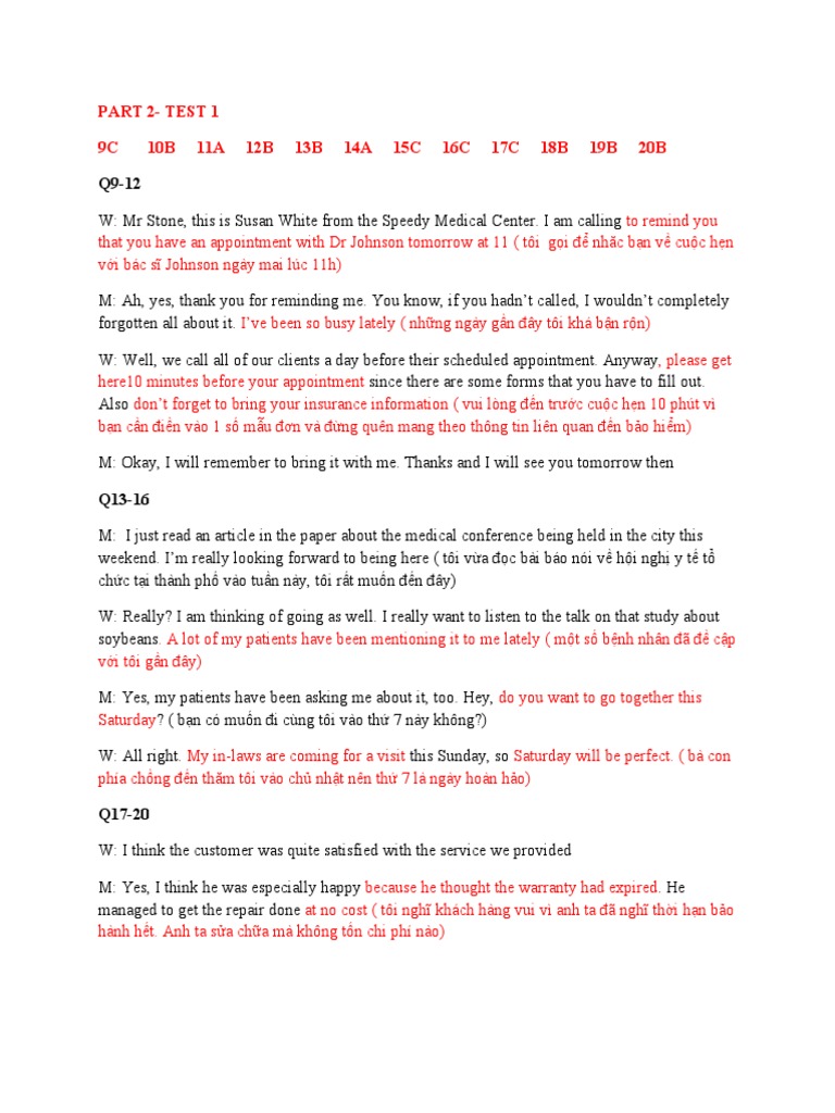 Key Part 2 Test 1-2 | PDF