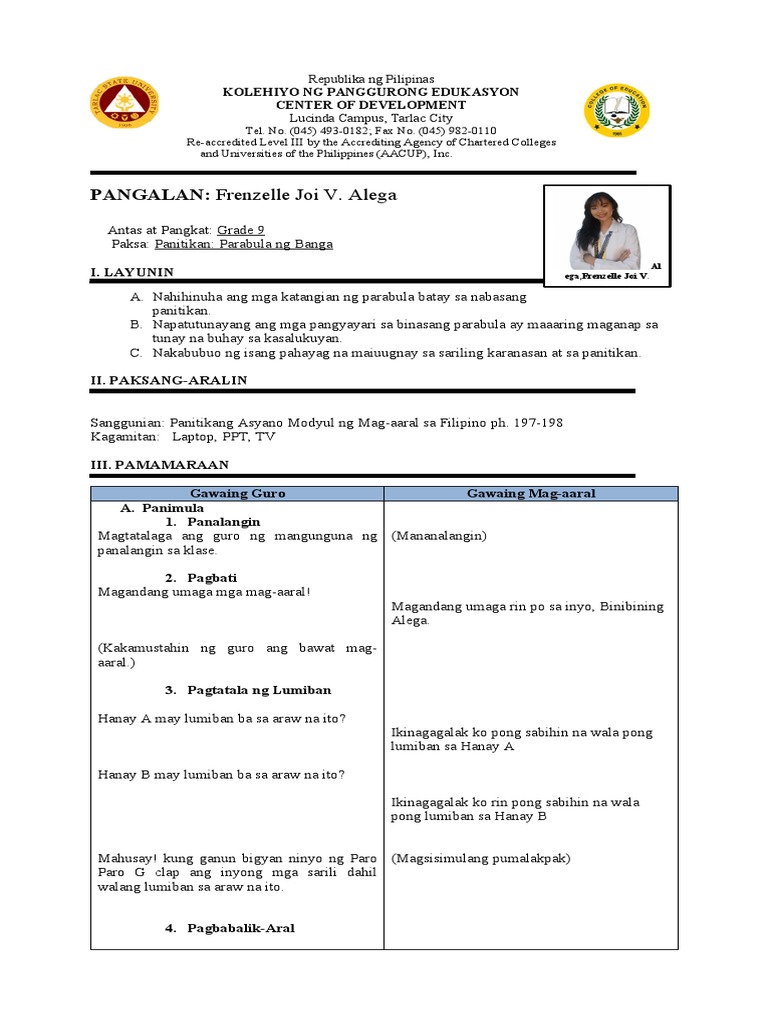 Alega, Detailed Lesson Plan - Banga Final | PDF