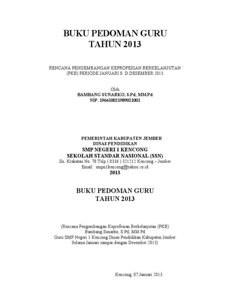 Contoh Penulisan Buku Pedoman Gurudocx | PDF