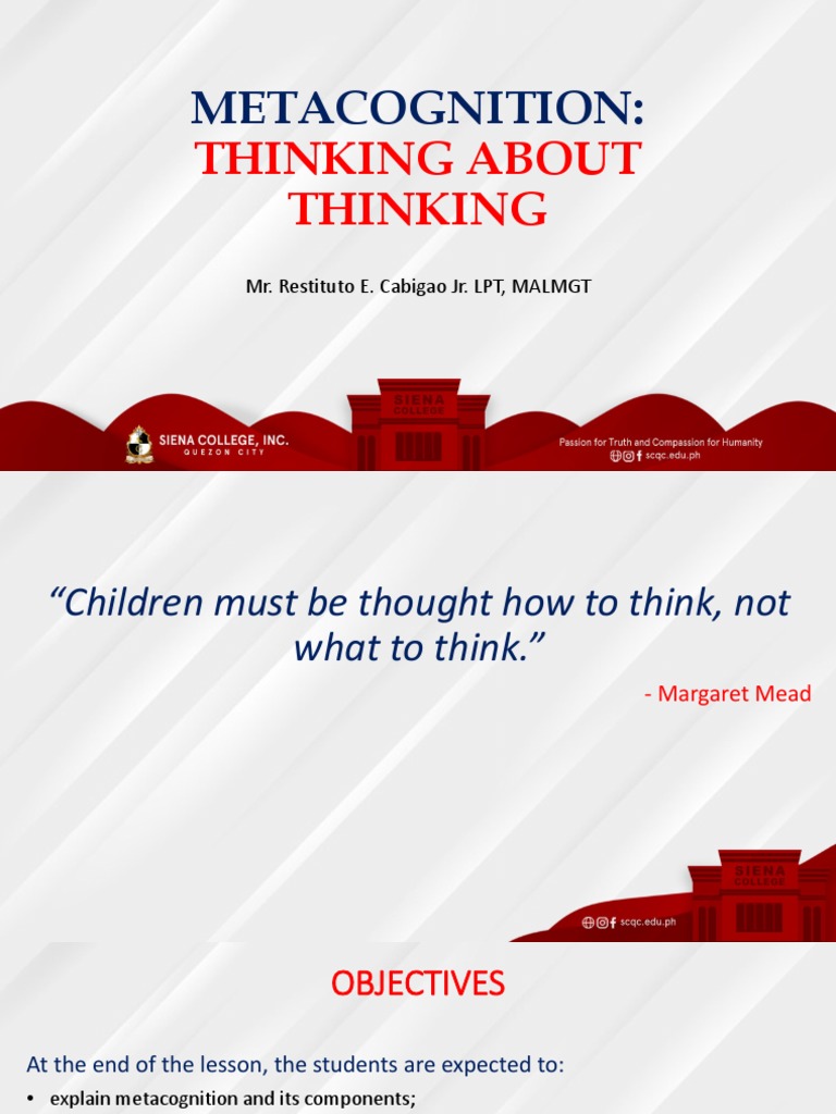 Chapter 2 1 Metacognition Thinking About Thinking | PDF | Metacognition ...