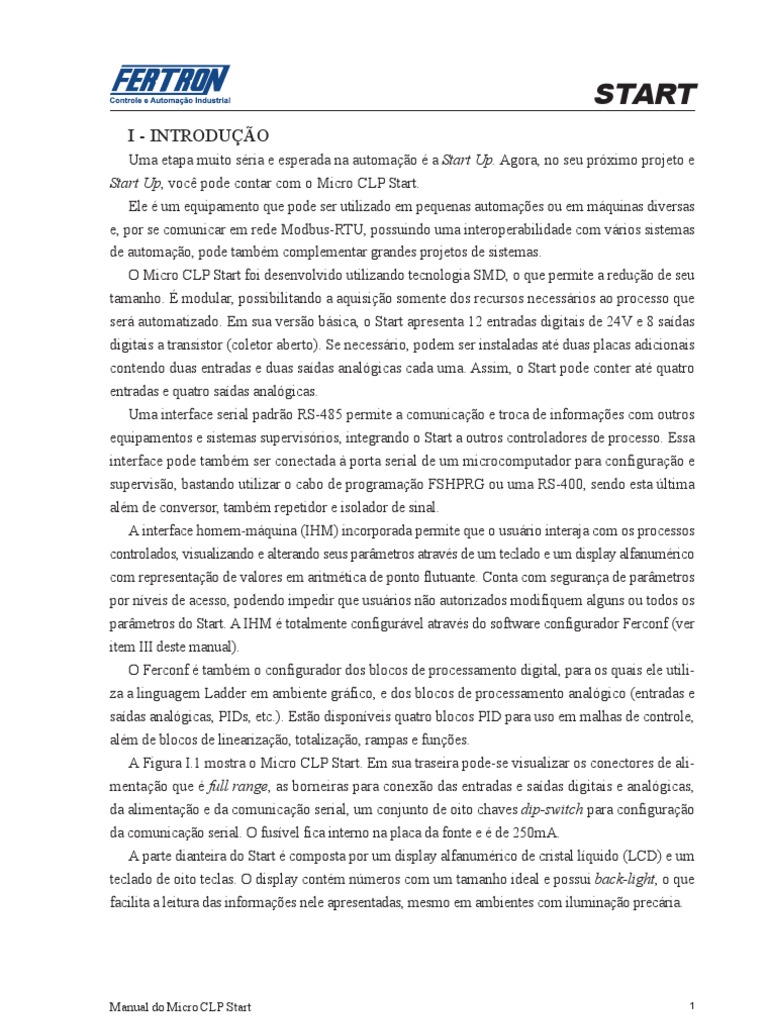 Manual Micro CLP Start | PDF | Controlador lógico programável | Entrada ...