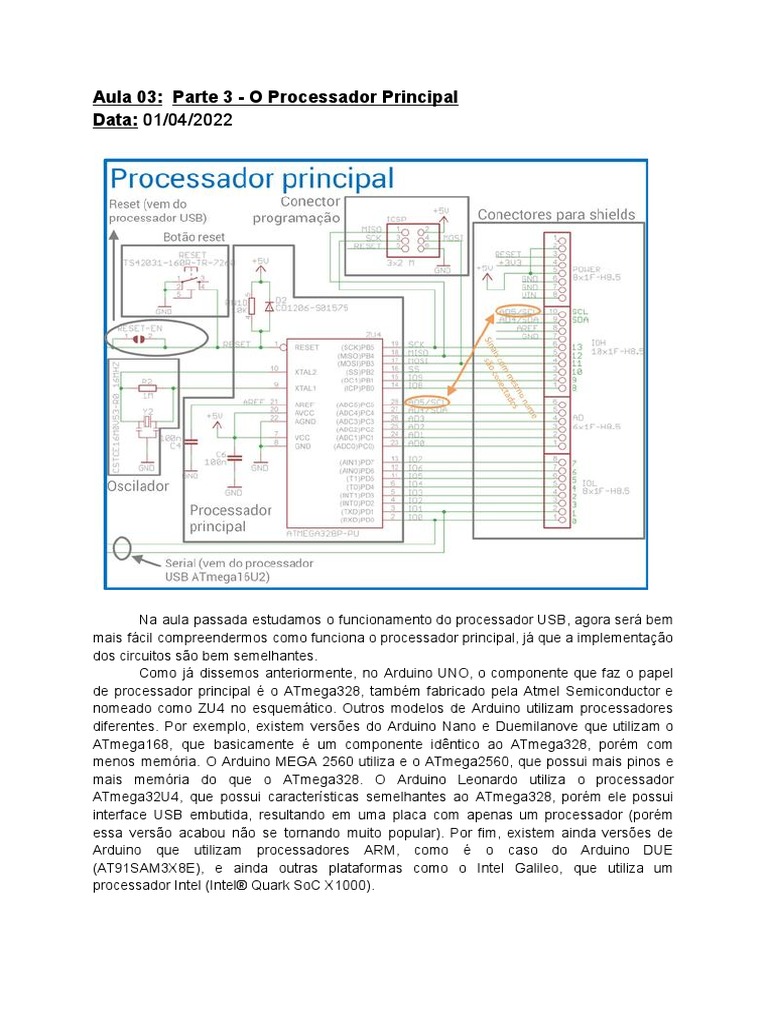 Esquema Eletrônico Processador Principal Arduino UNO | PDF
