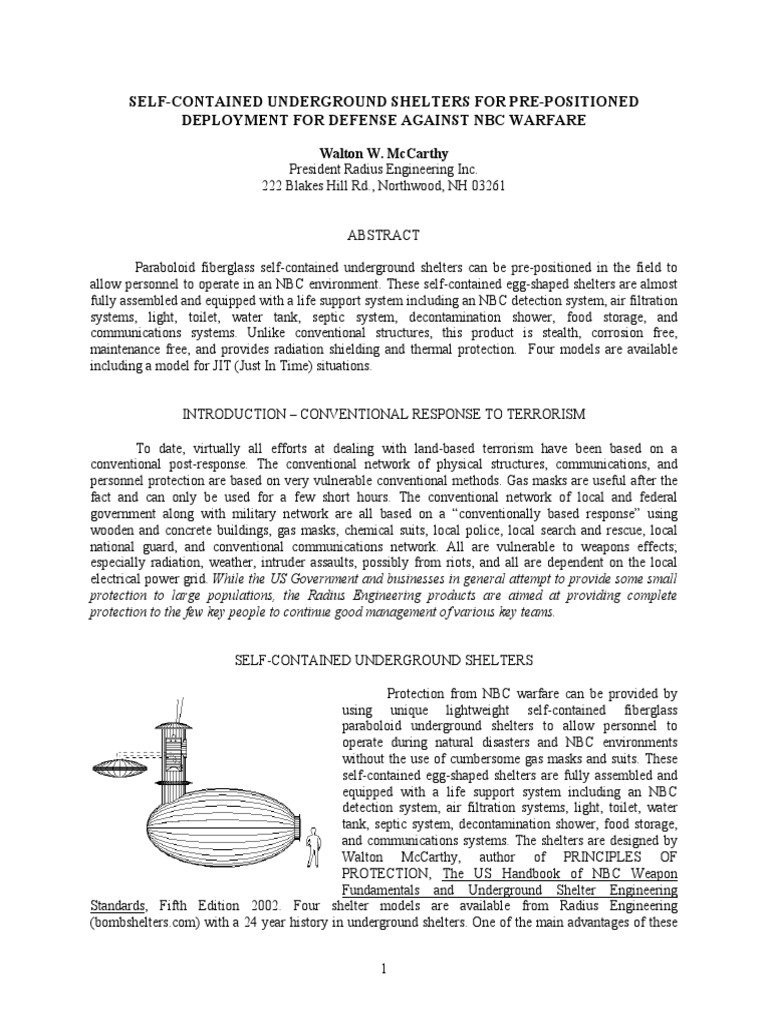 Shelter Nuclear Self Contained Underground Shelters For Pre Positioned ...
