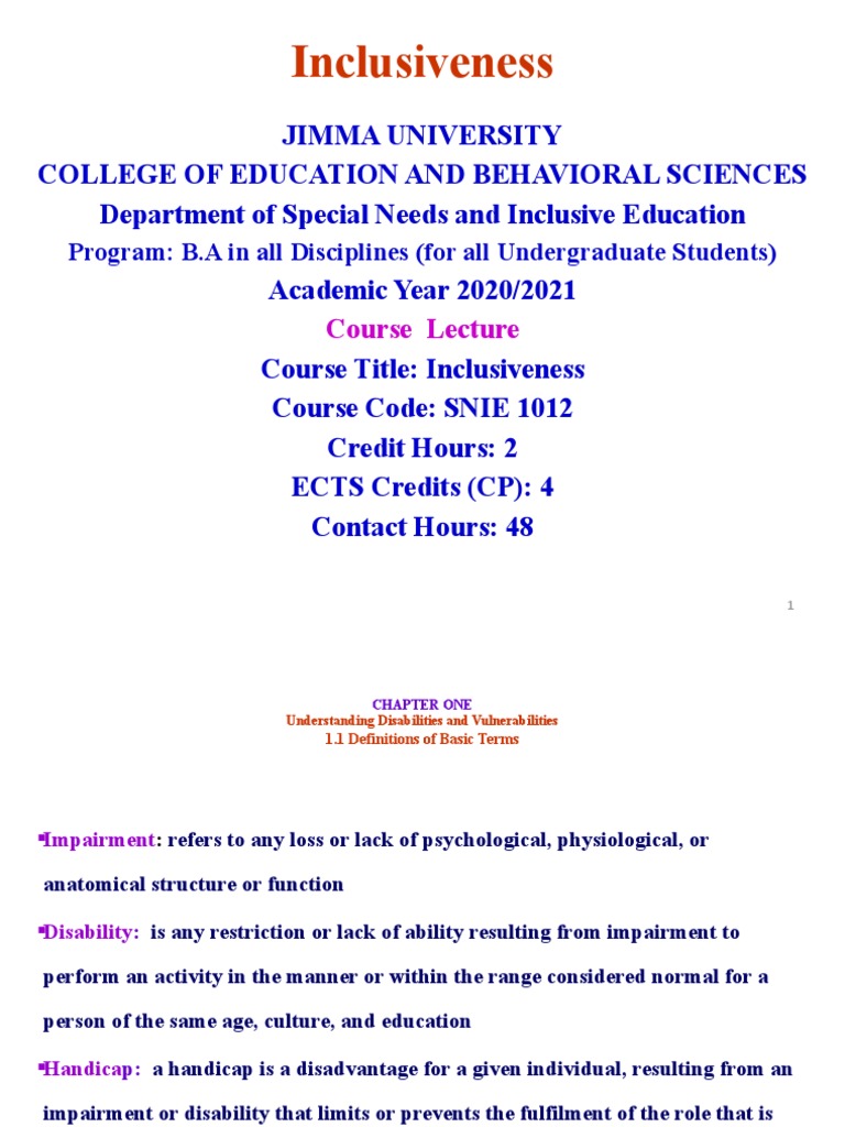 Inclusiveness PPT AAS Chapter 1-3 | PDF