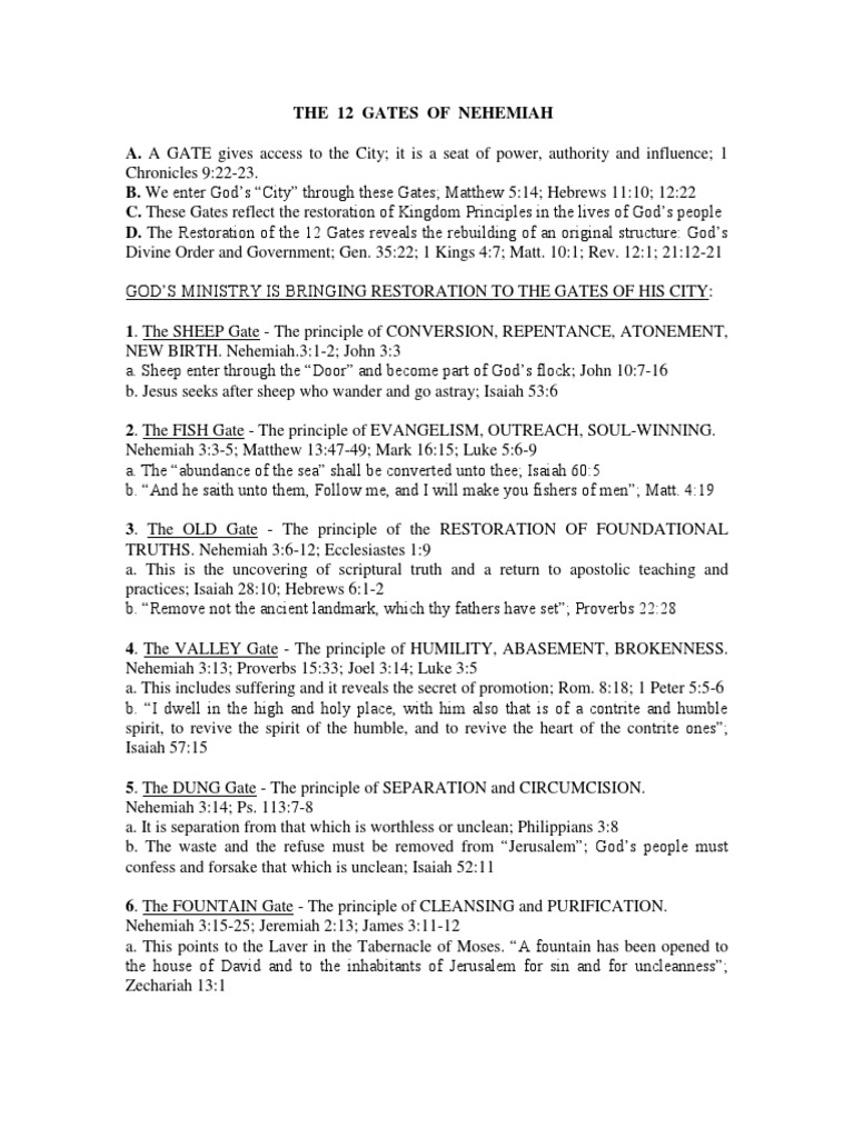 The 12 Gates of Nehemiah Explained | PDF | Gospel Of Matthew | Jesus