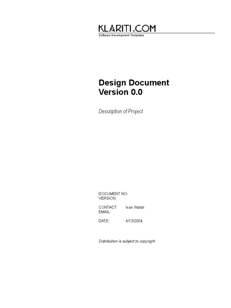 Design Document Template - Chapters | PDF | Software Testing ...