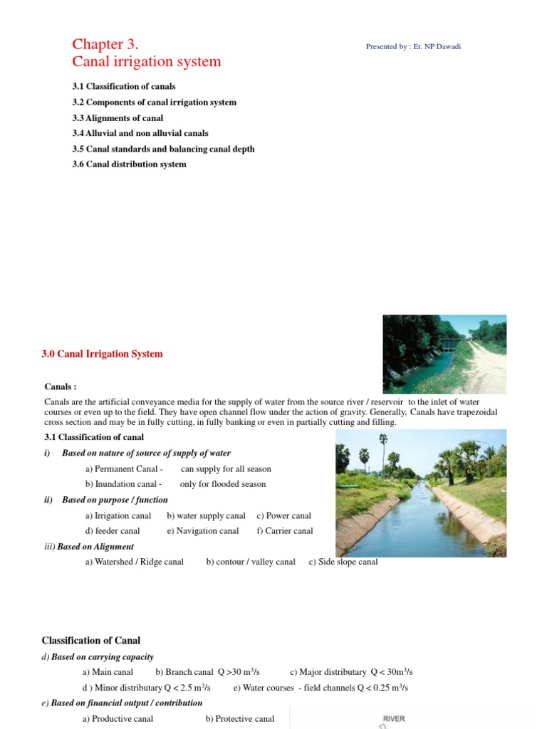 Chapter 3 Irrigation | PDF | River | Canal