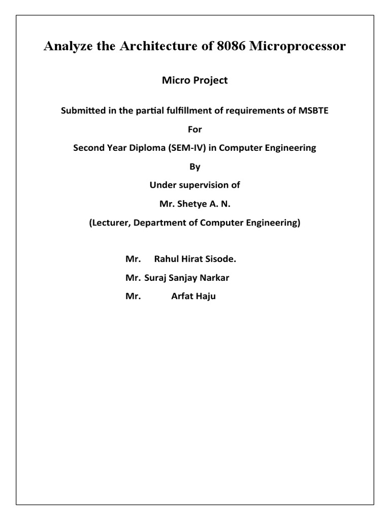 Analyze The Architecture of 8086 Microprocessor: Micro Project | PDF ...
