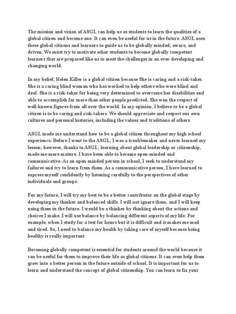 Global Citizen Speech | PDF