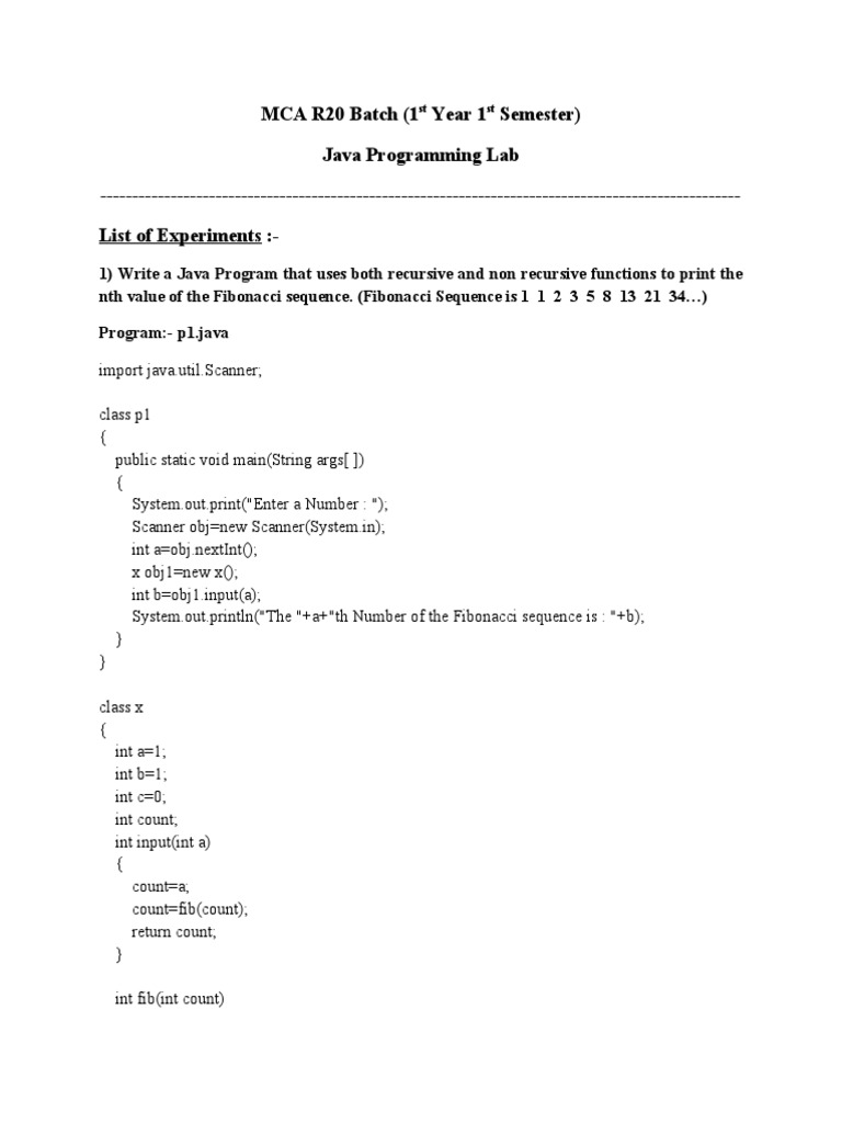 Java Lab MCA R20 Programs | PDF | Computer File | String (Computer Science)