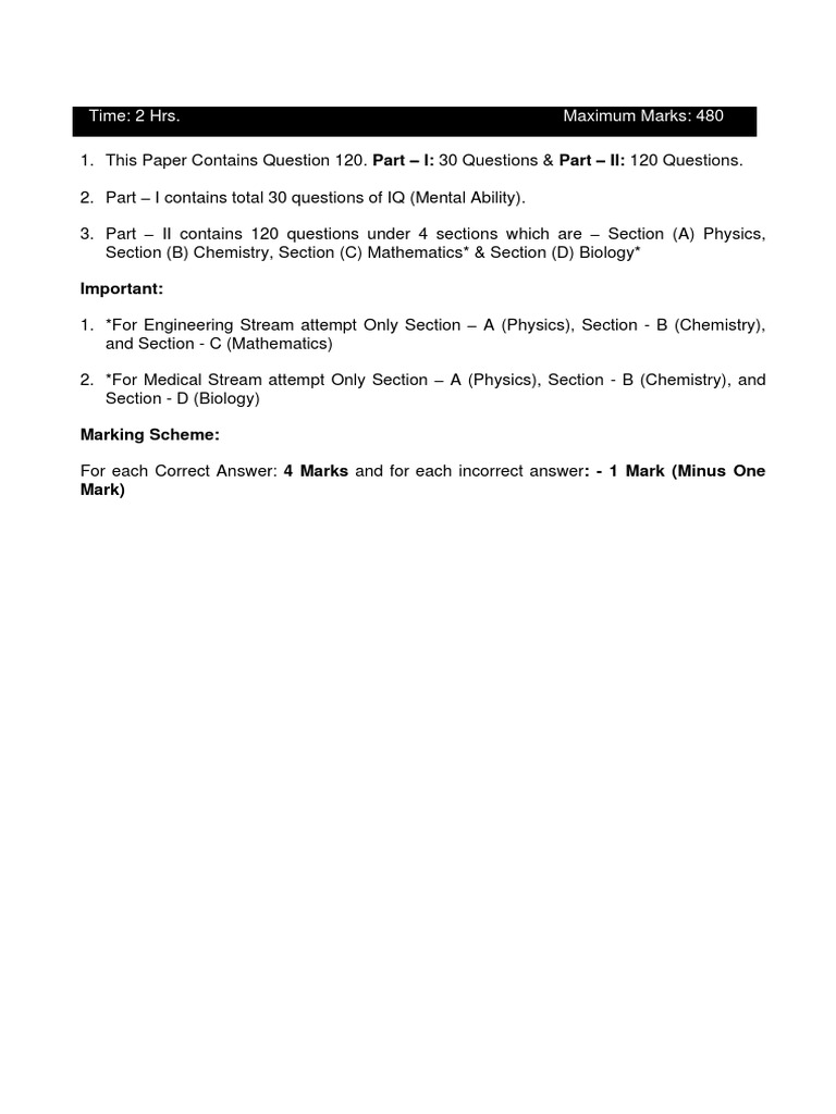 I: 30 Questions & Part - II: 120 Questions.: Time: 2 Hrs. Maximum Marks ...