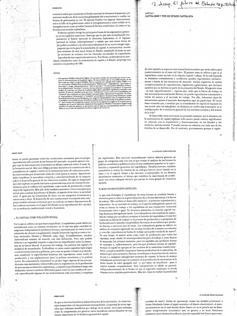 JESSOP, 2008. Capitalismo y Tipo de Estado Capitalista | PDF