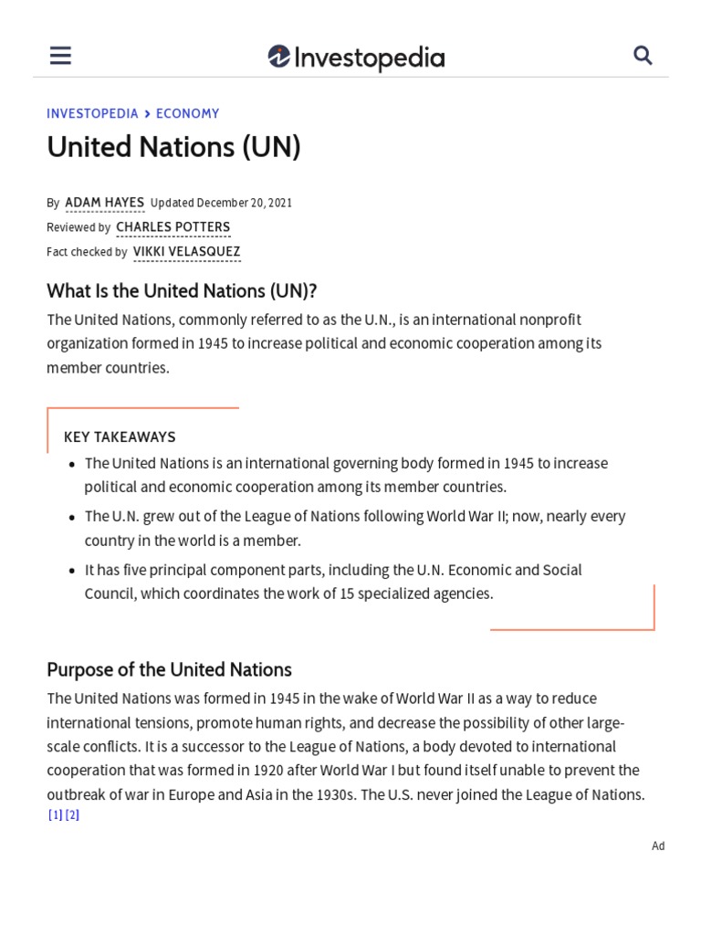 United Nations (UN) Definition | PDF | International Relations | World ...