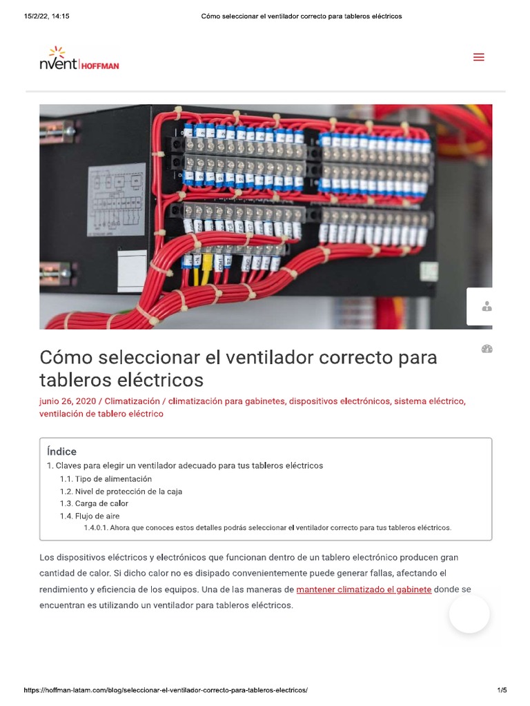 Cómo Seleccionar El Ventilador Correcto para Tableros Eléctricos | PDF