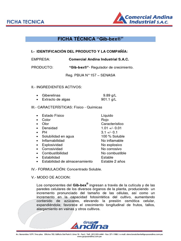 Gib-Bex - Ficha Tecnica | PDF | Solubilidad | Química