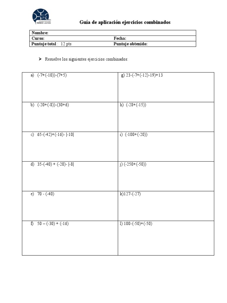 Guía de Aplicación Ejercicios Combinados | PDF
